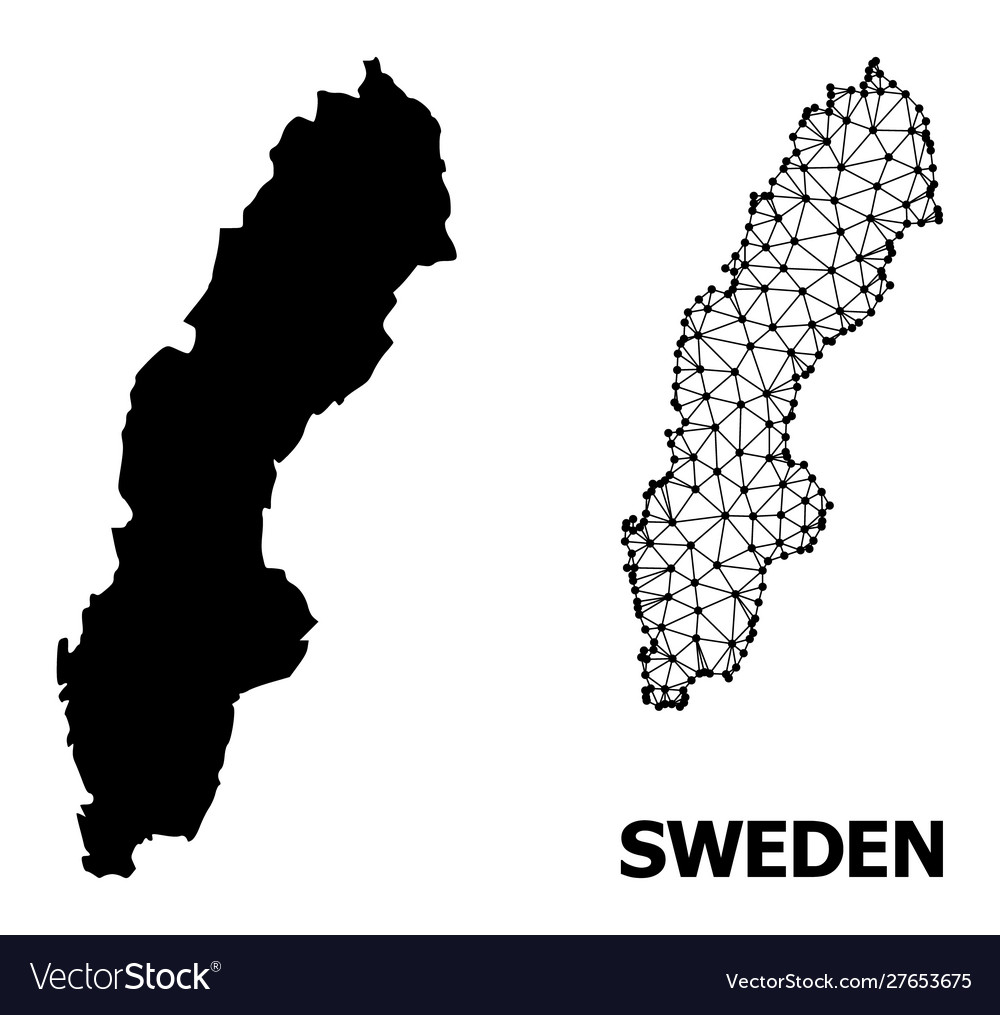 Solid and carcass map sweden Royalty Free Vector Image