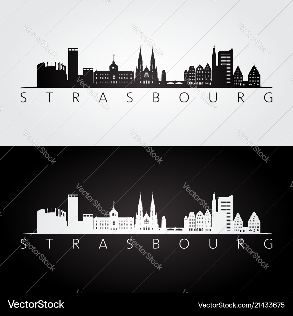 Strasbourg skyline and landmarks silhouette Vector Image