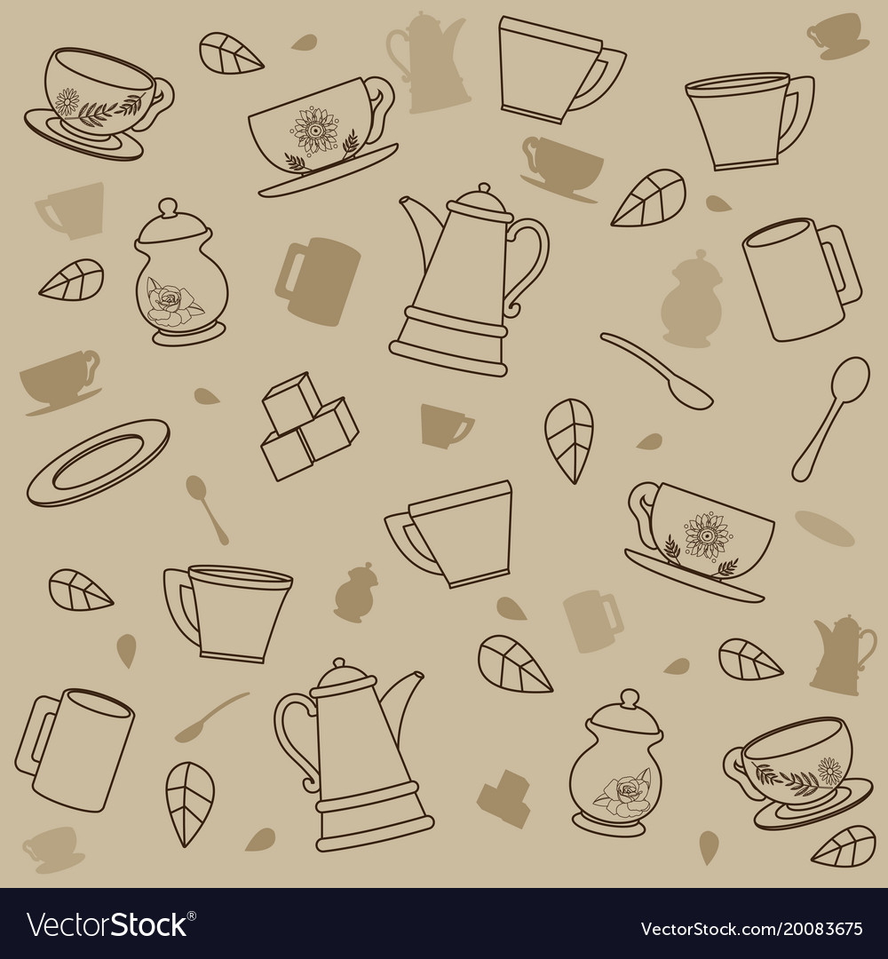 Tea patterns background Royalty Free Vector Image