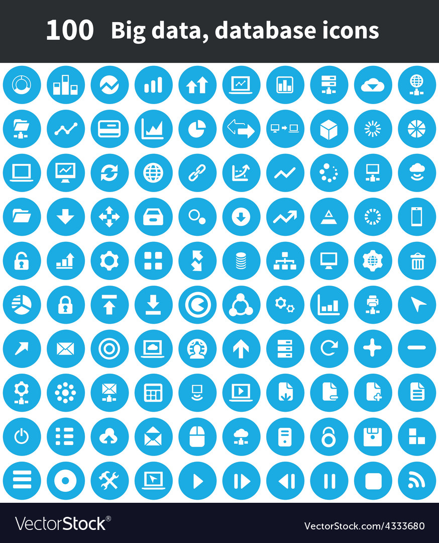 100 big data database icons Royalty Free Vector Image
