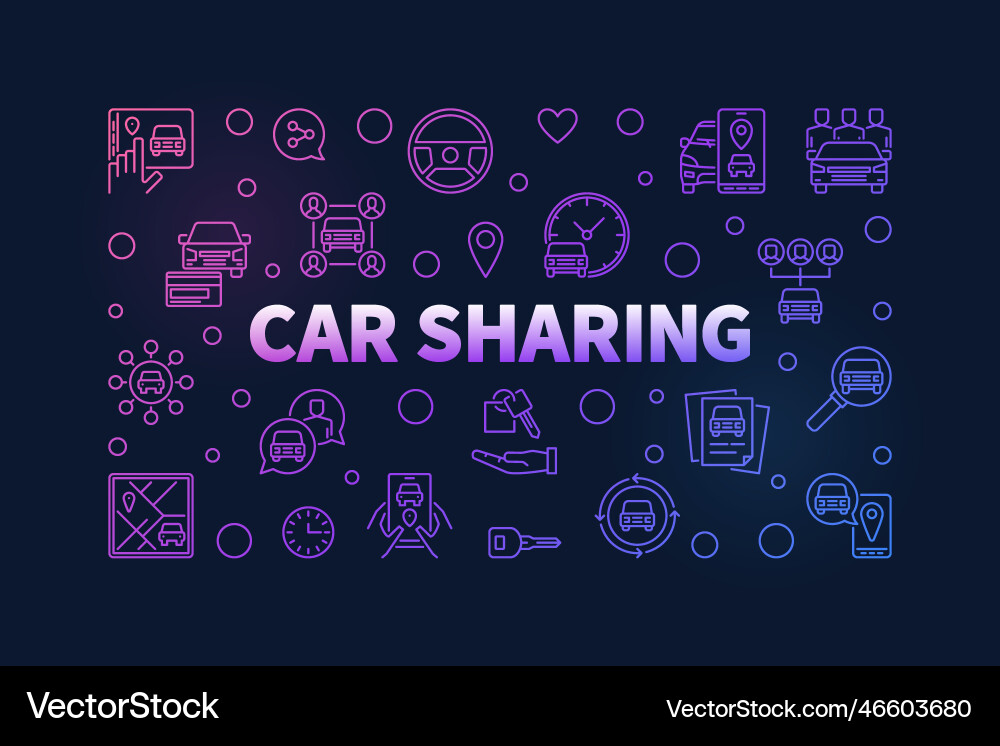 Car sharing colorful line banner - carsharing Vector Image