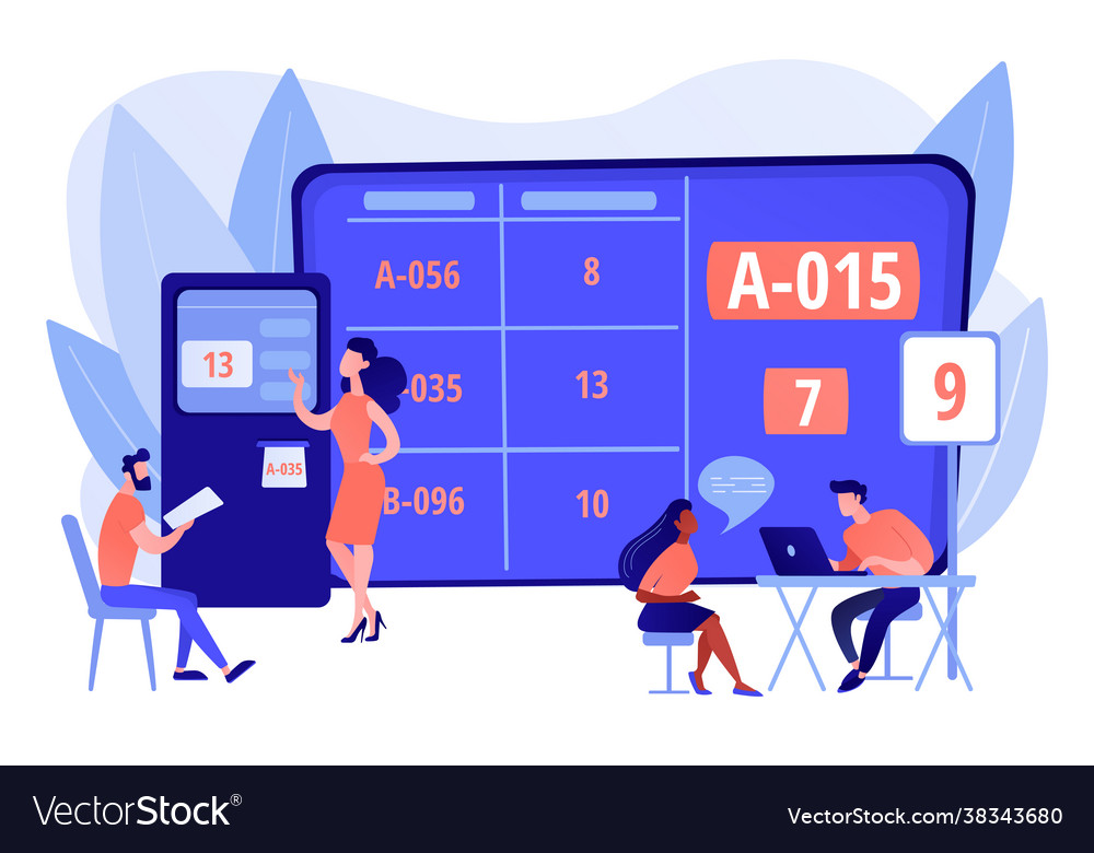 Electronic queuing system concept Royalty Free Vector Image Electronic queuing system concept Royalty Free Vector Image