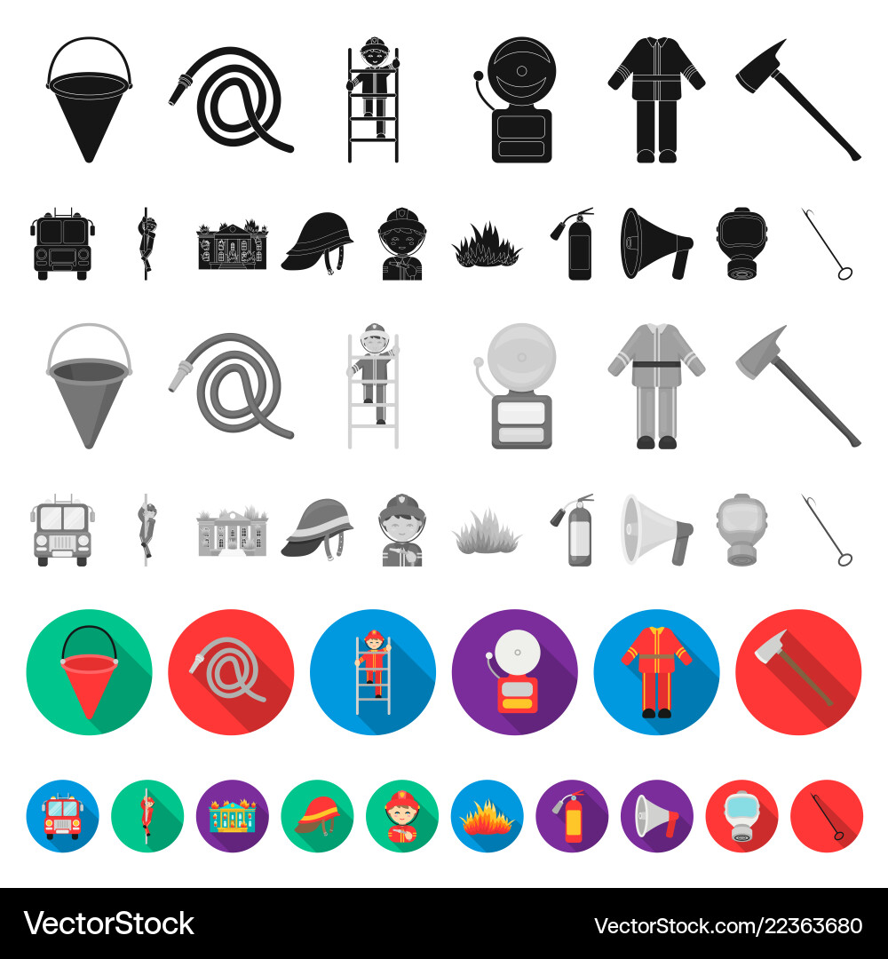 Fire department flat icons in set collection Vector Image