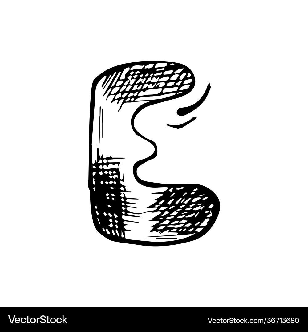 Letter e trendy alphabet in graphic style hand Vector Image