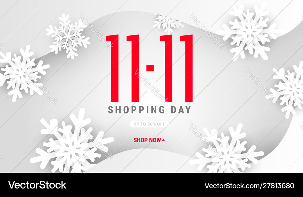 Modern 1111 banner with paper cut shape Royalty Free Vector