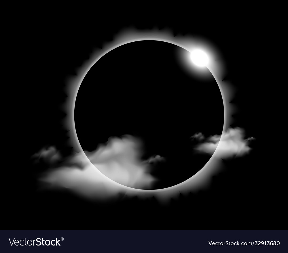Realistic eclipse transparent effect with clouds Vector Image