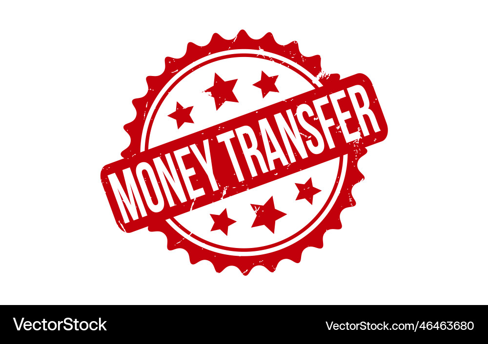 Red money transfer rubber stamp seal Royalty Free Vector