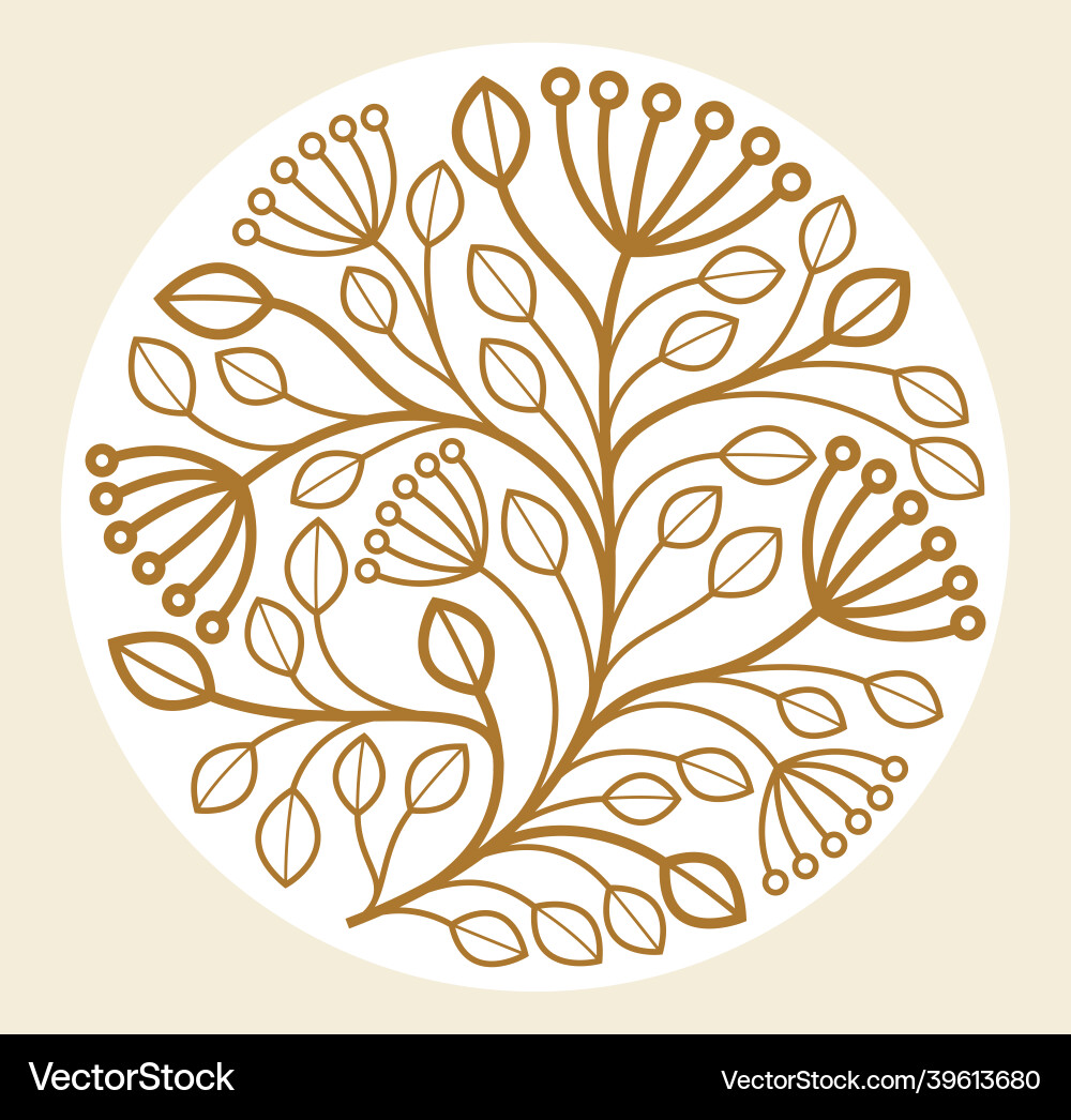 Round shape floral emblem isolated on white Vector Image
