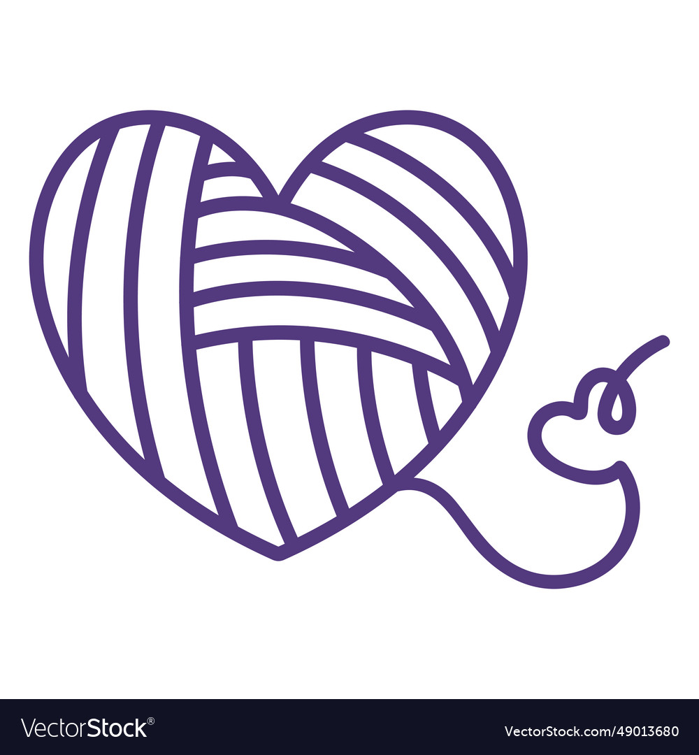 Stroke heart shaped threads wool Royalty Free Vector Image