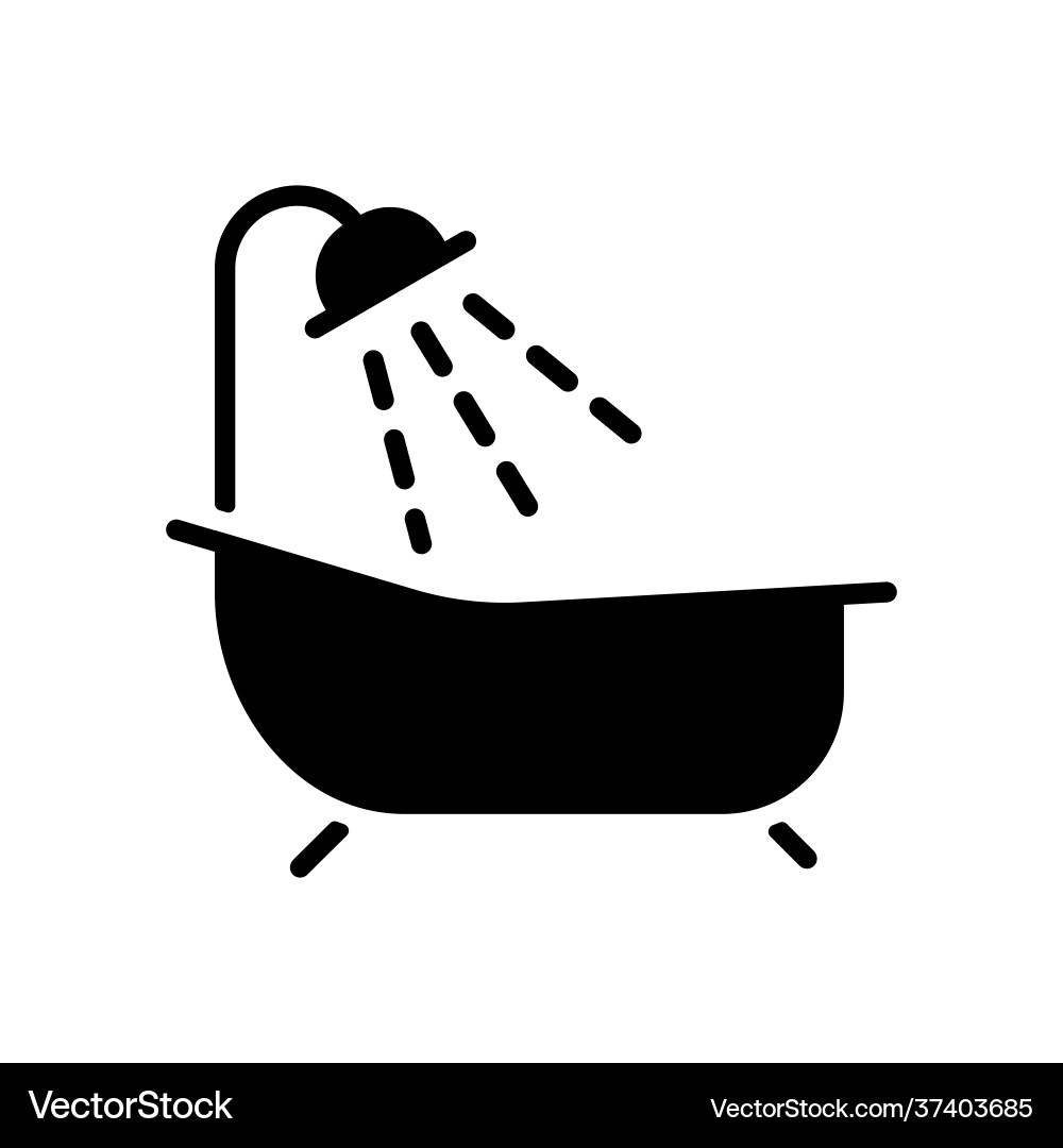 Bathroom glyph icon bath with shower sign Vector Image