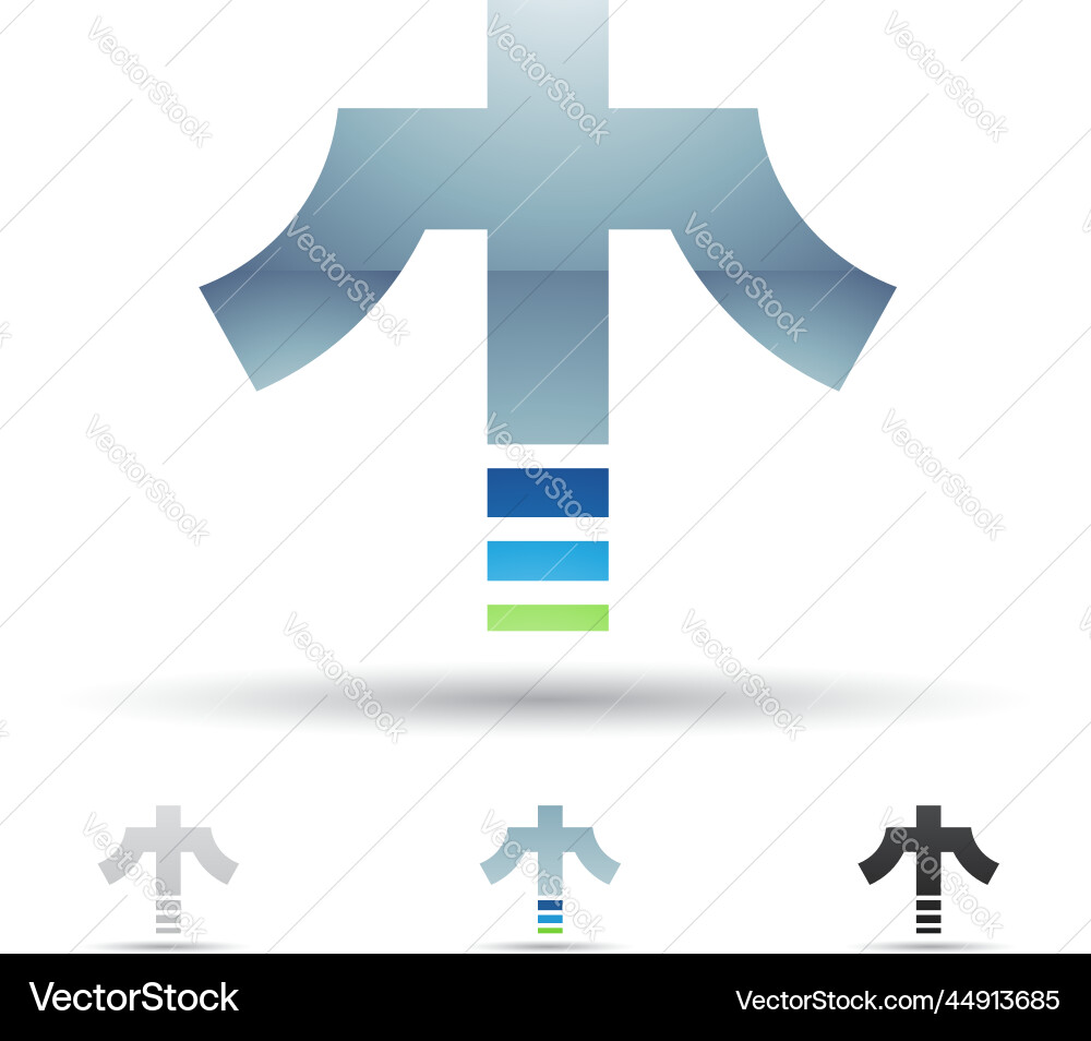 Blue grey and green glossy abstract logo icon Vector Image