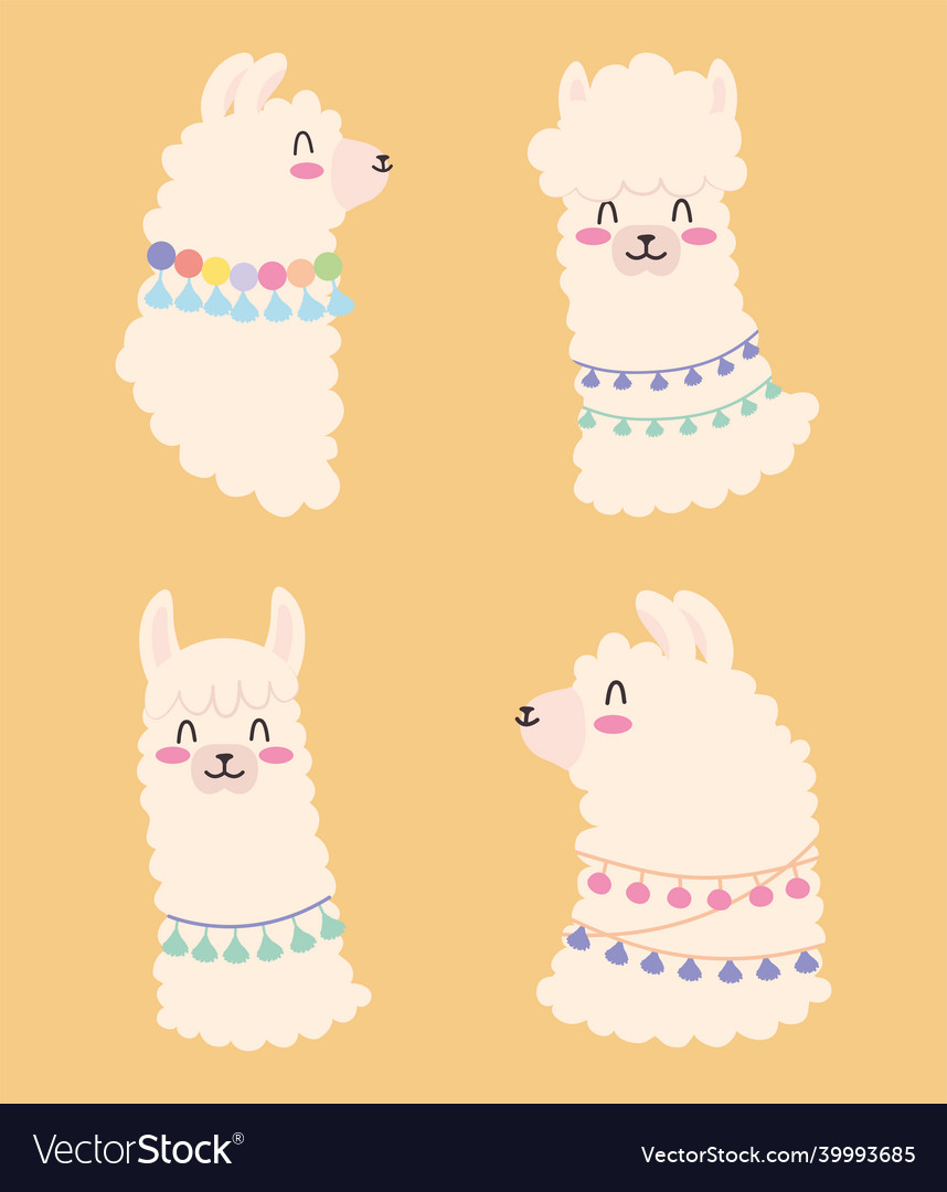 Colorful llamas set Royalty Free Vector Image - VectorStock