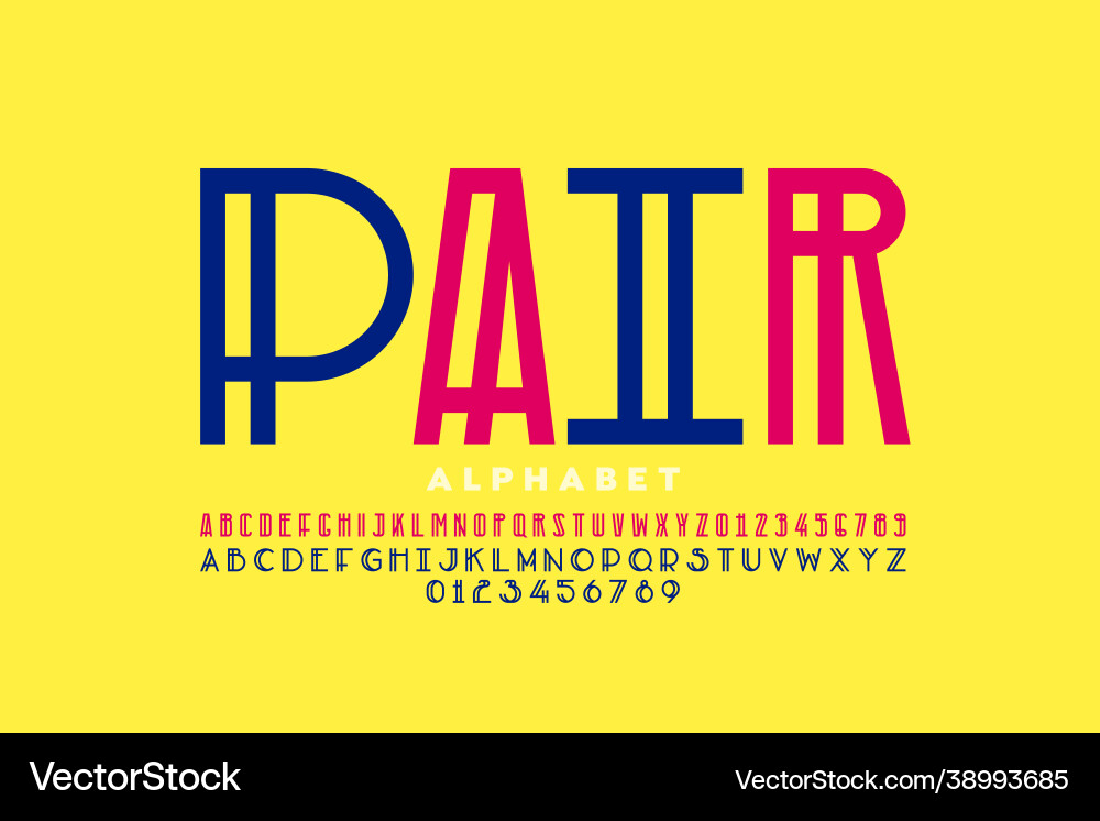 Double style font alphabet letters and numbers Vector Image