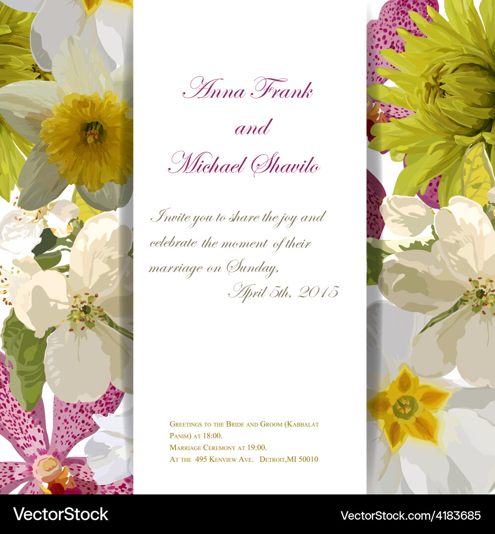 Floral invitation card with beautiful spring Vector Image