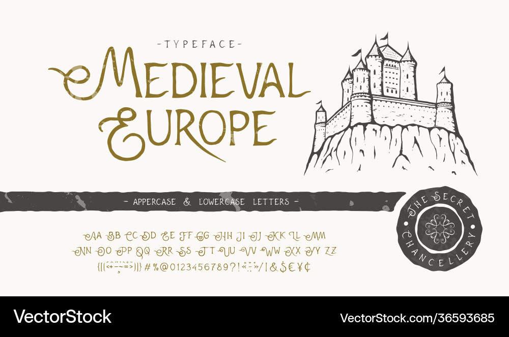 Font medieval europe craft retro typeface design Vector Image