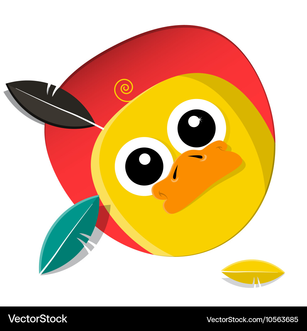 Funky yellow chicken cartoon with feathers Vector Image