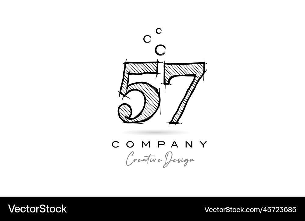 Hand drawing number 57 logo icon design Royalty Free Vector
