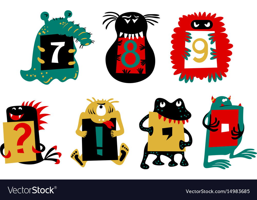 Kids alphabet with cute colorful monsters or Vector Image