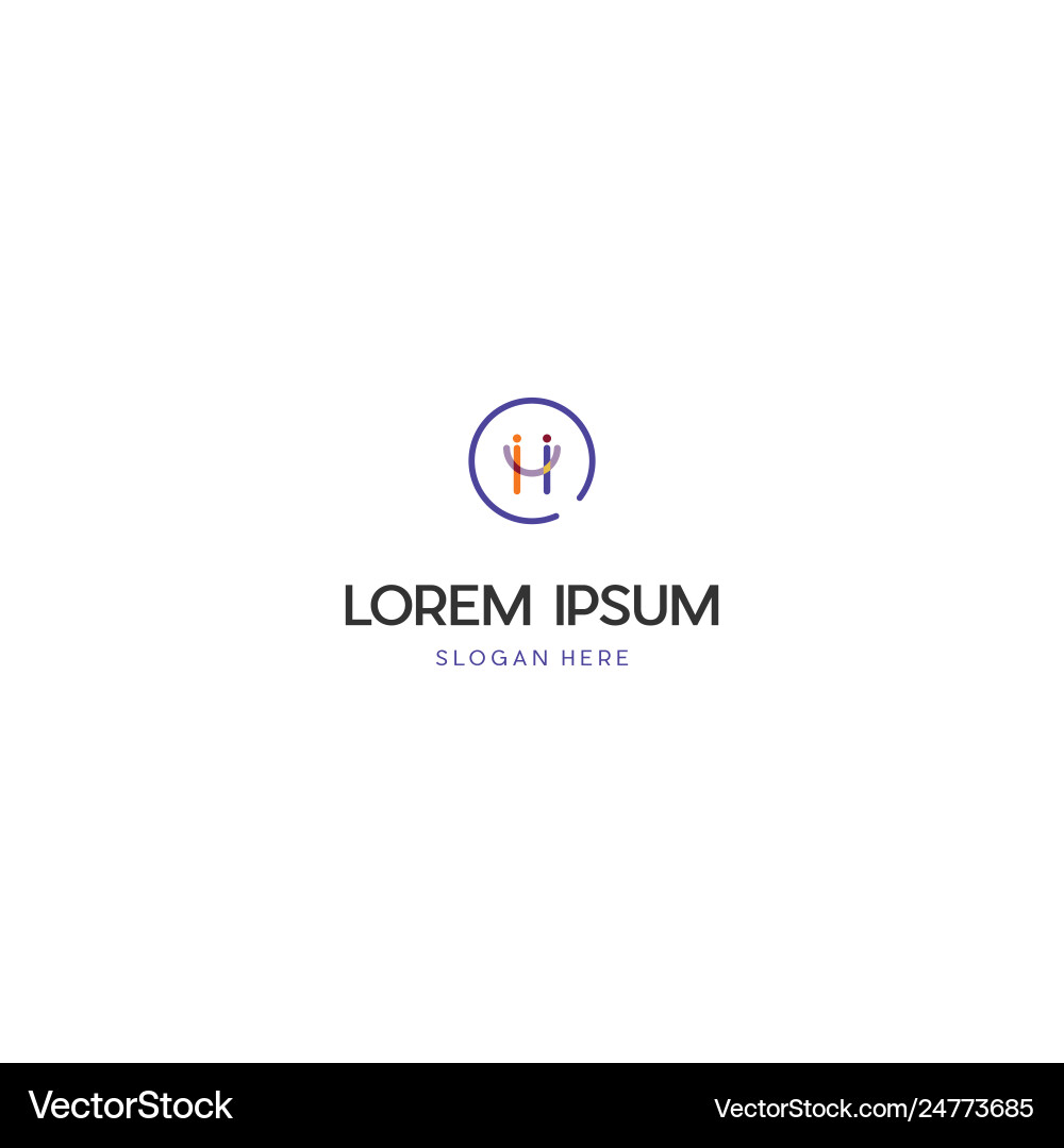 Letter h human people colorful creative logo Vector Image