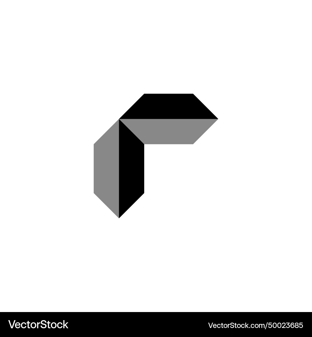 Letter r fold geometric symbol simple logo Vector Image