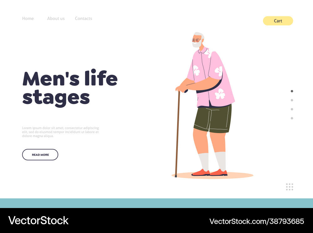 Men life stages concept landing page Royalty Free Vector
