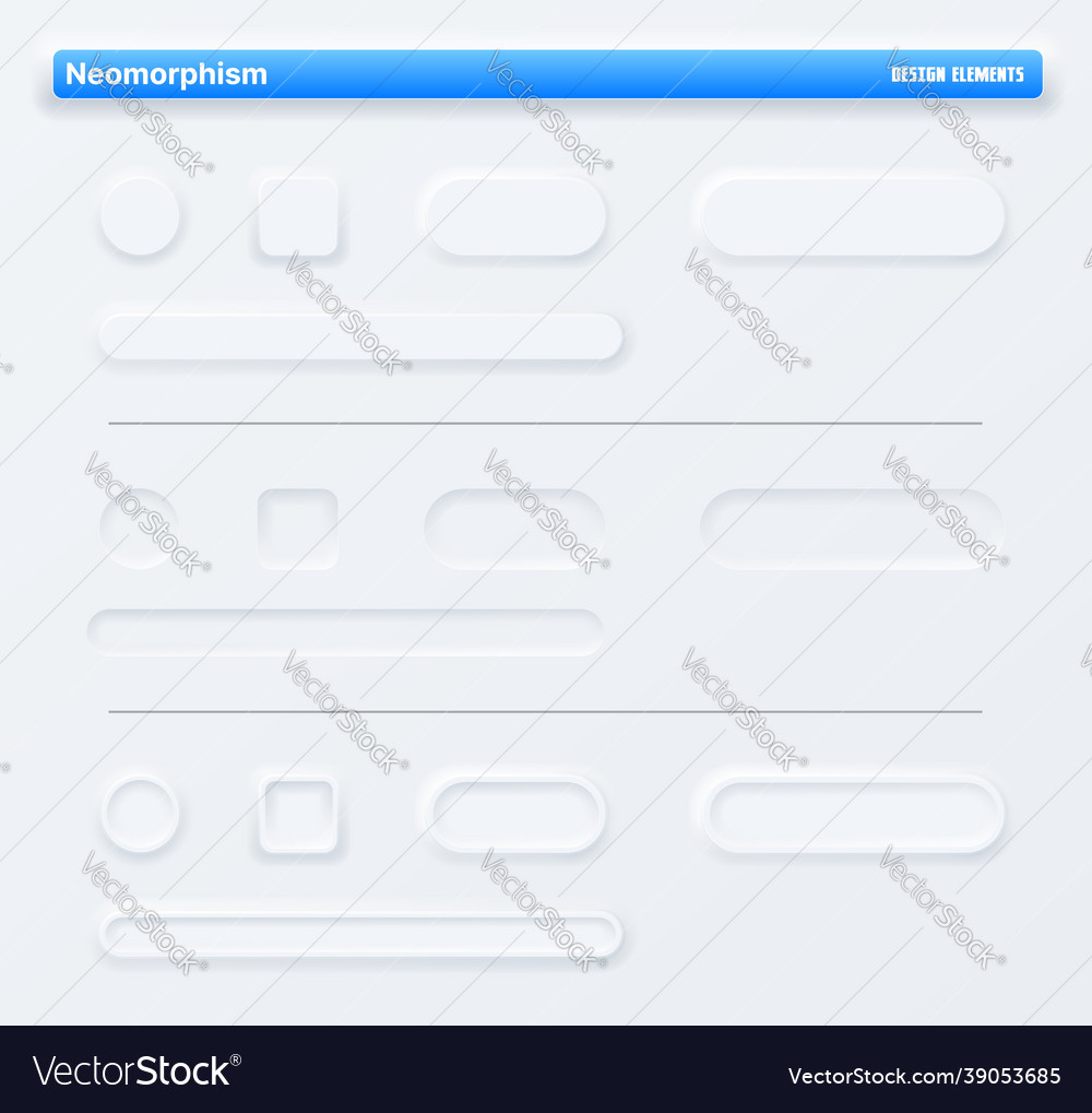 Neomorphic app buttons navigation web interface Vector Image