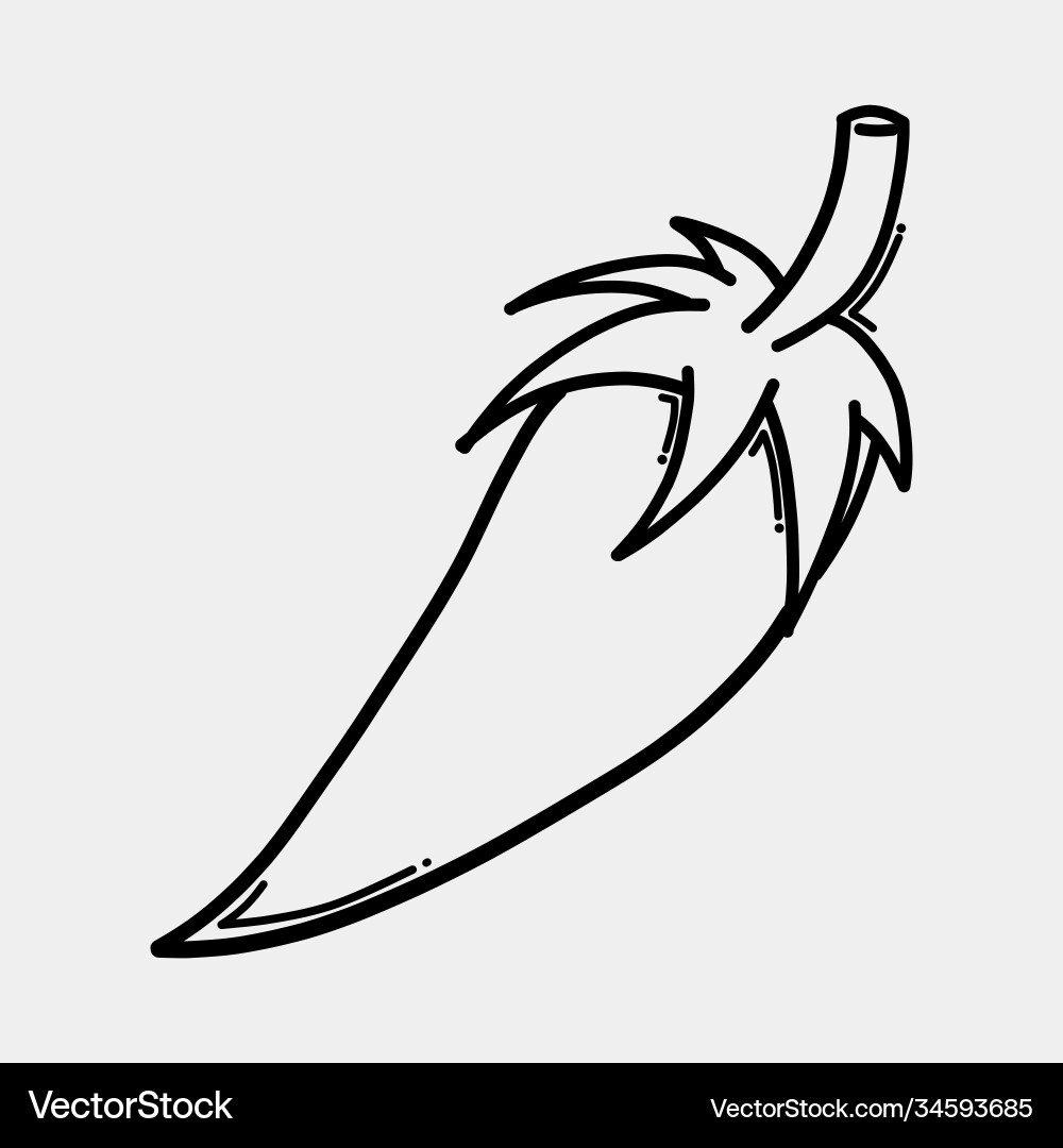 Pepper doodle icon drawing sketch hand drawn line Vector Image