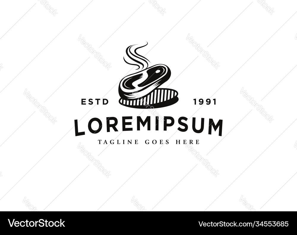 Roast beef dining logo design inspiration steak Vector Image