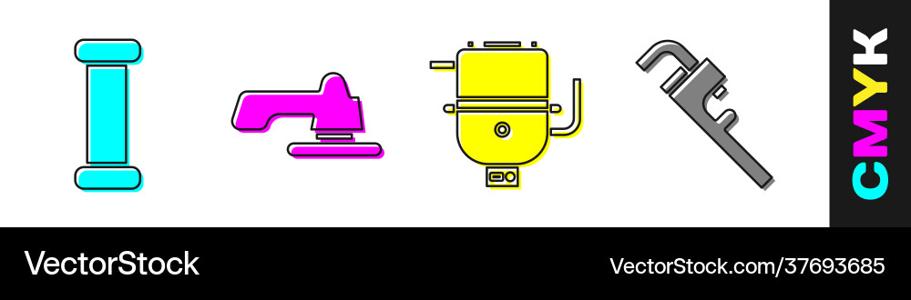 Set industry metallic pipe water tap electric Vector Image