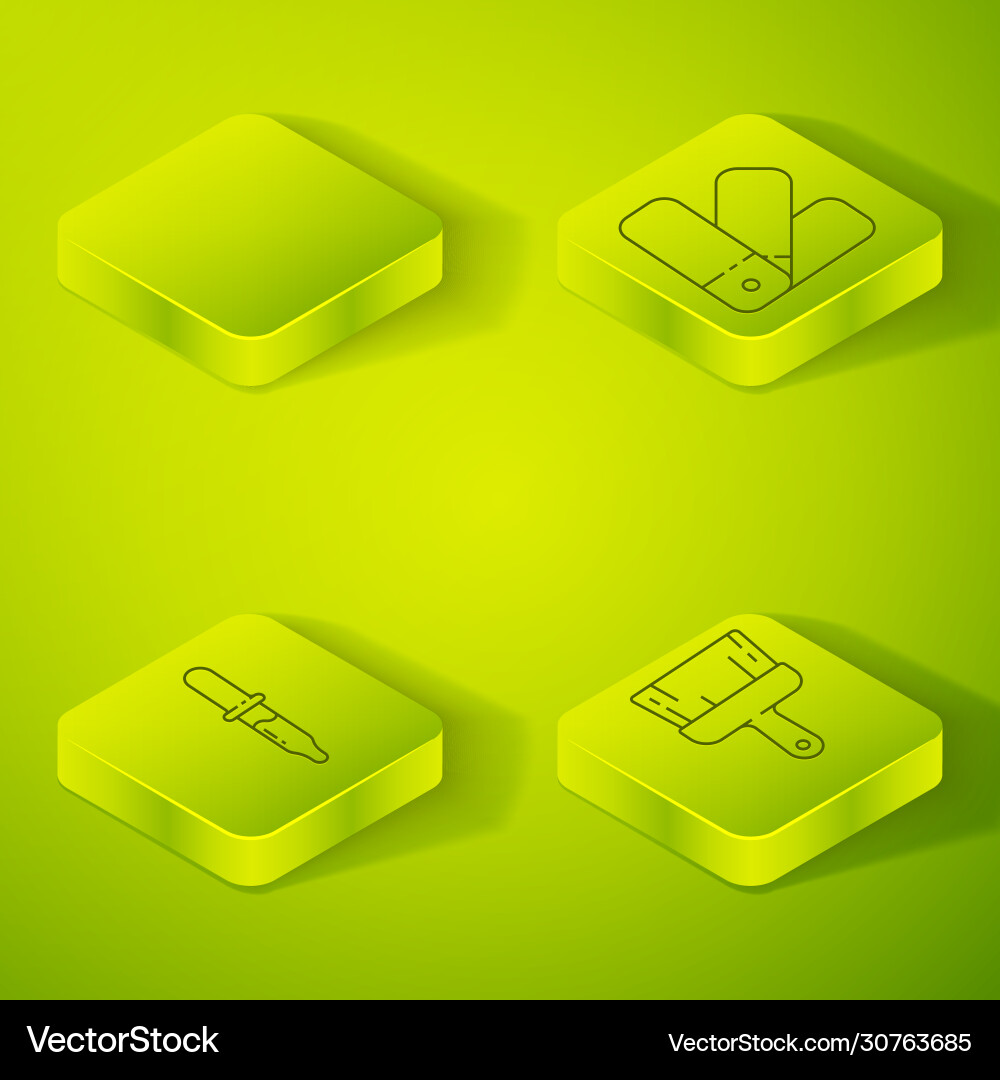 Set isometric color palette guide pipette paint Vector Image