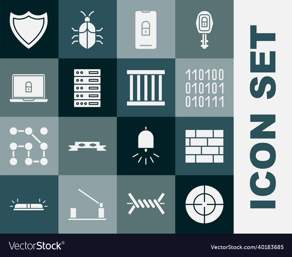 Set target sport bricks binary code mobile Vector Image