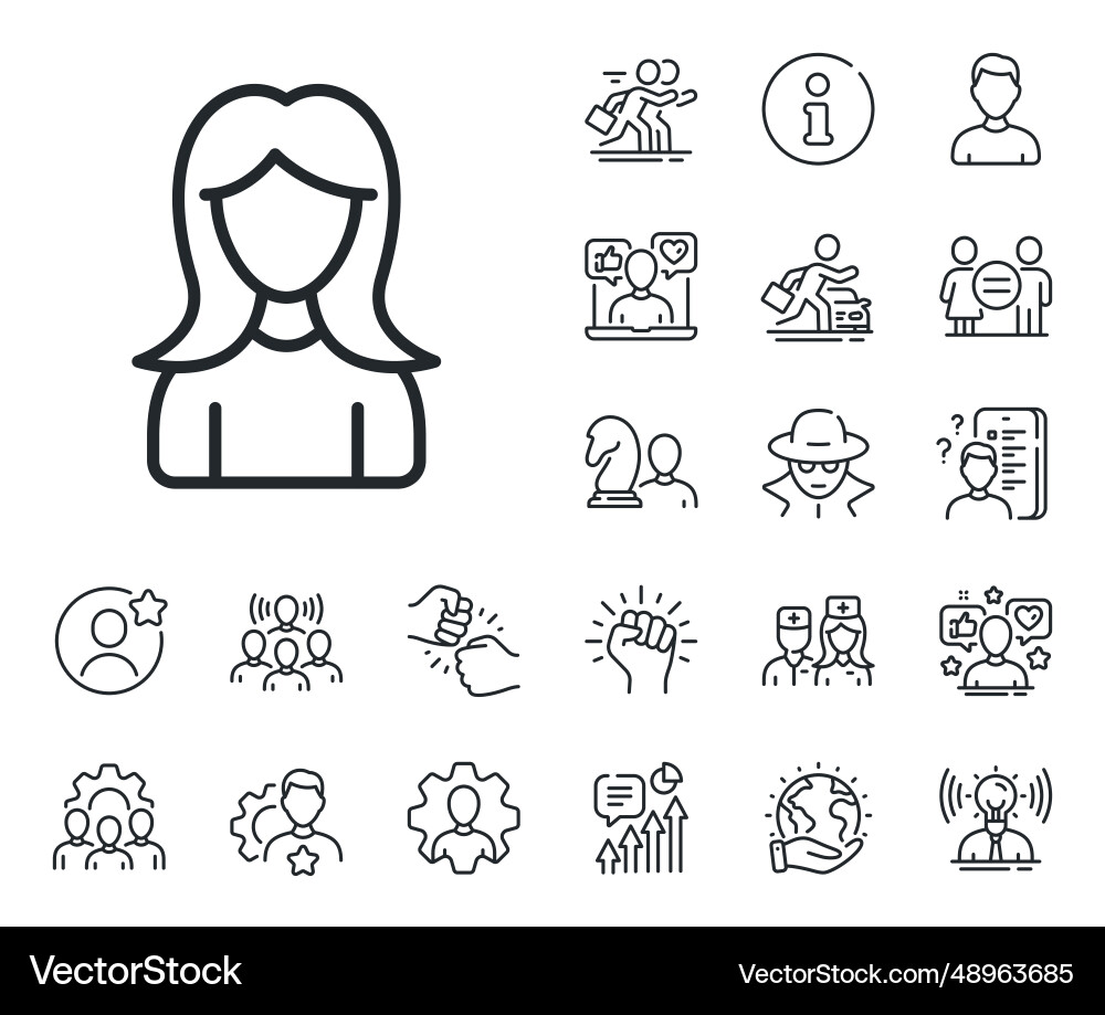 User line icon female profile sign specialist Vector Image