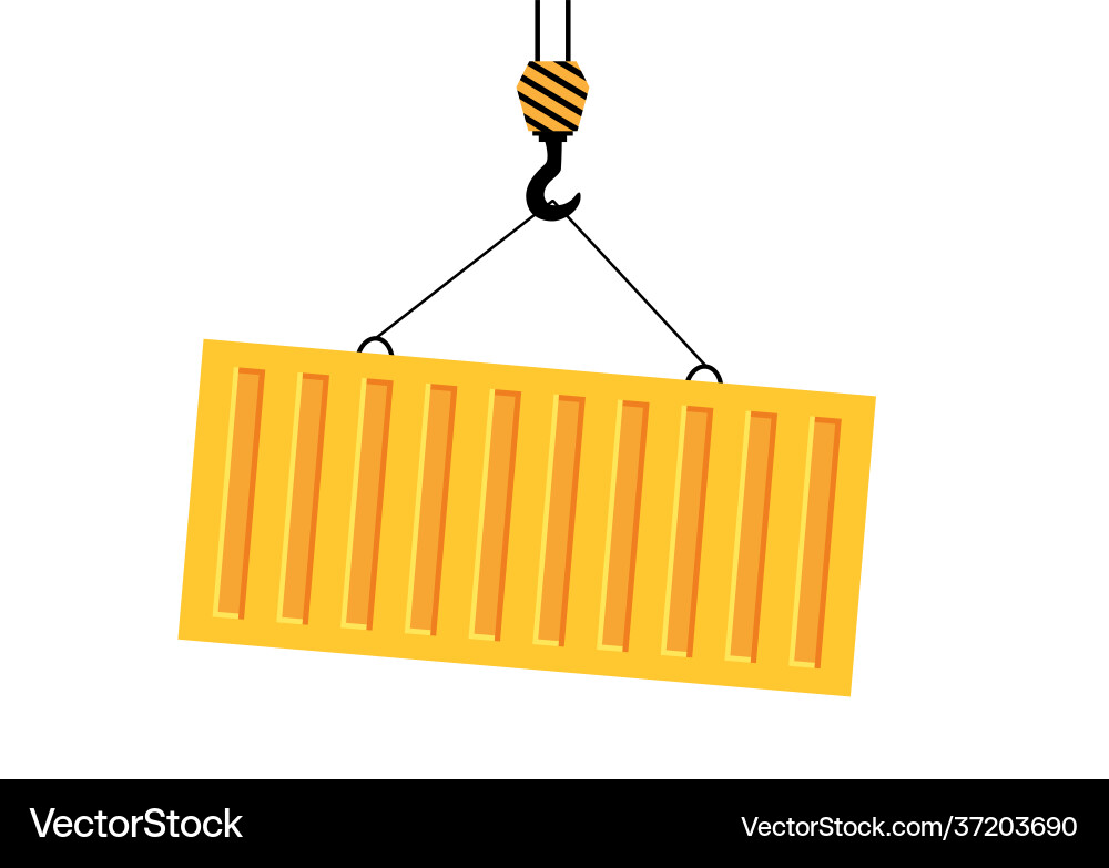 Bright yellow cargo in container lifts on winch Vector Image
