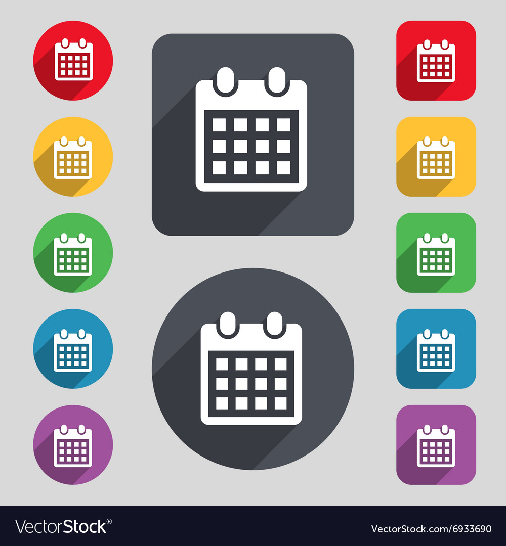Calendar page icon sign a set of 12 colored Vector Image