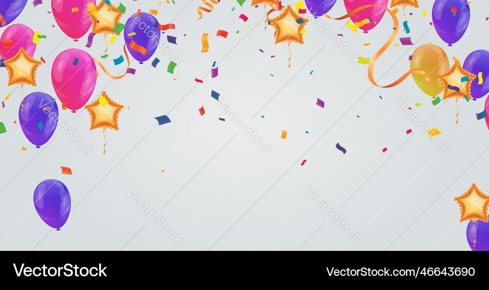 Celebration background with balloons and confetti Vector Image