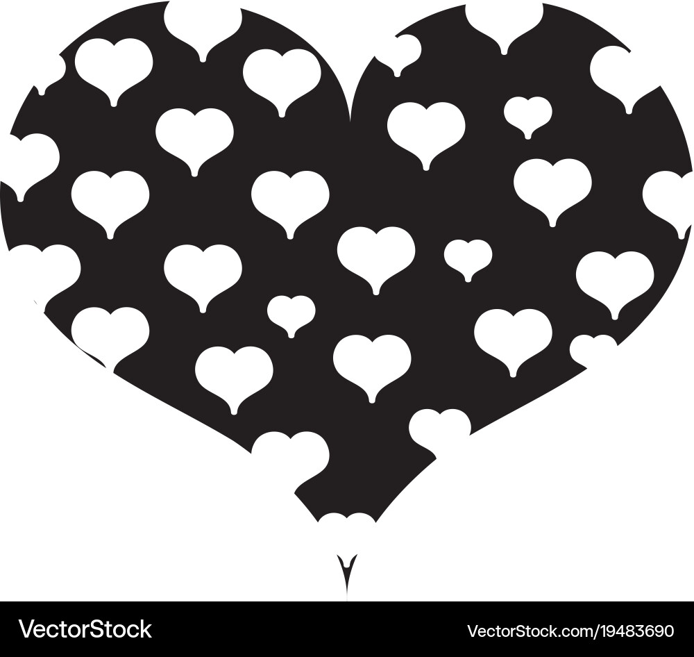 Contour hearts design inside big heart decoration Vector Image
