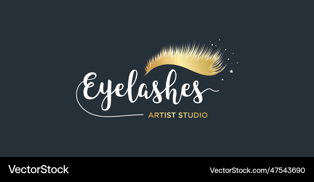 Eyelash logo design with golden concept Royalty Free Vector