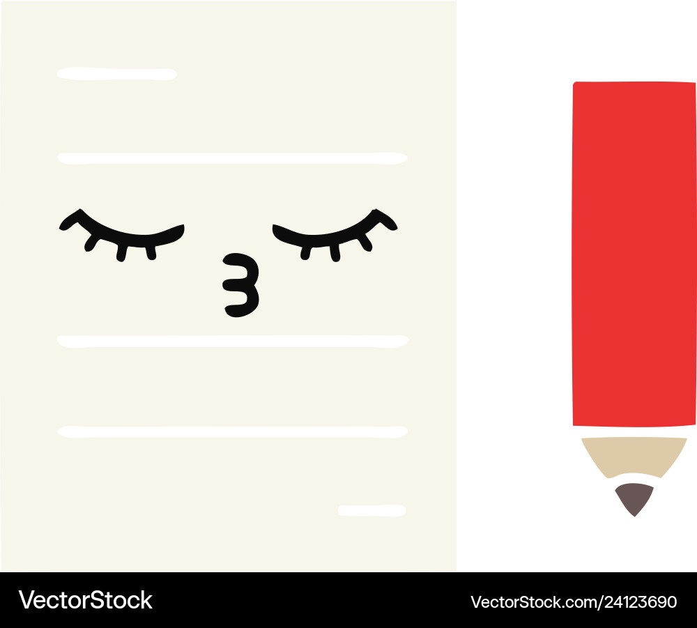 Flat color retro cartoon test paper Royalty Free Vector