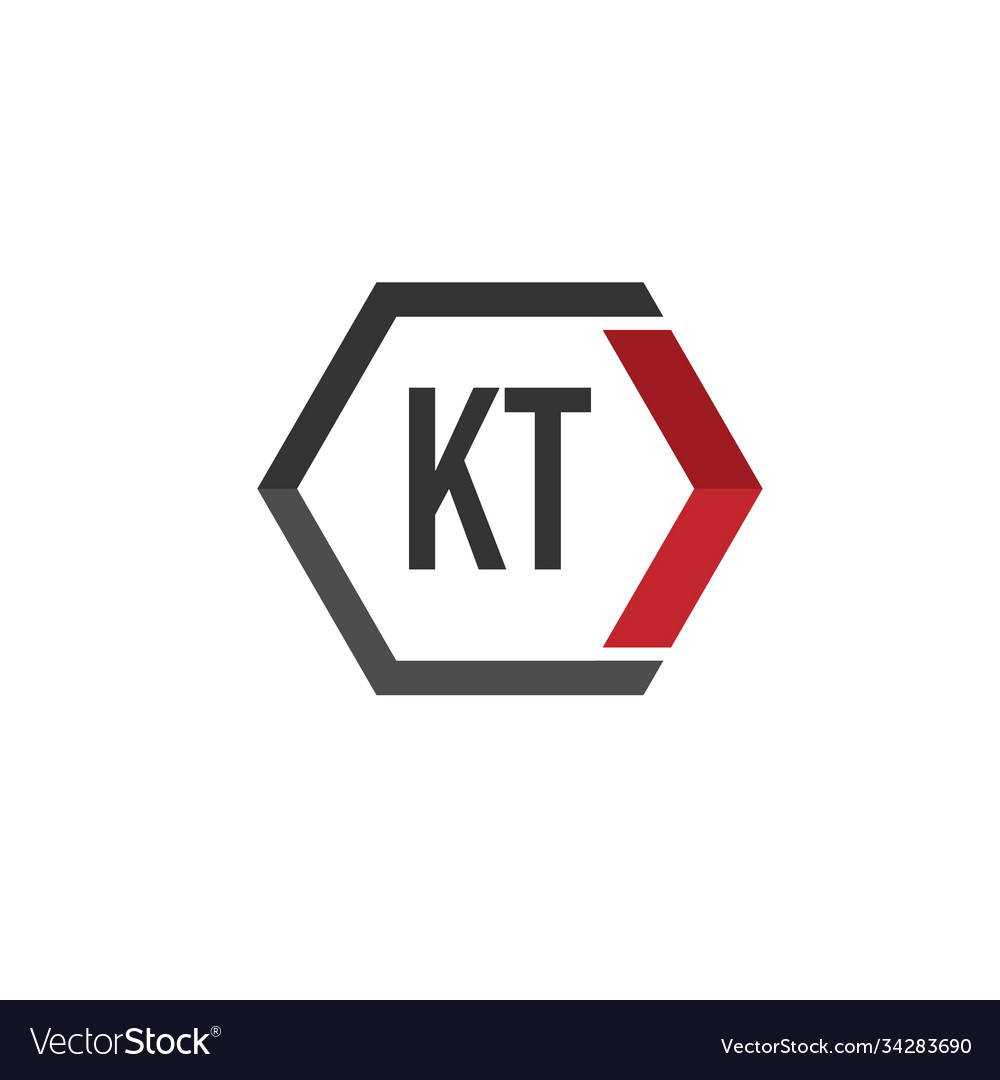 Initial letter kt linked hexagon monogram logo Vector Image