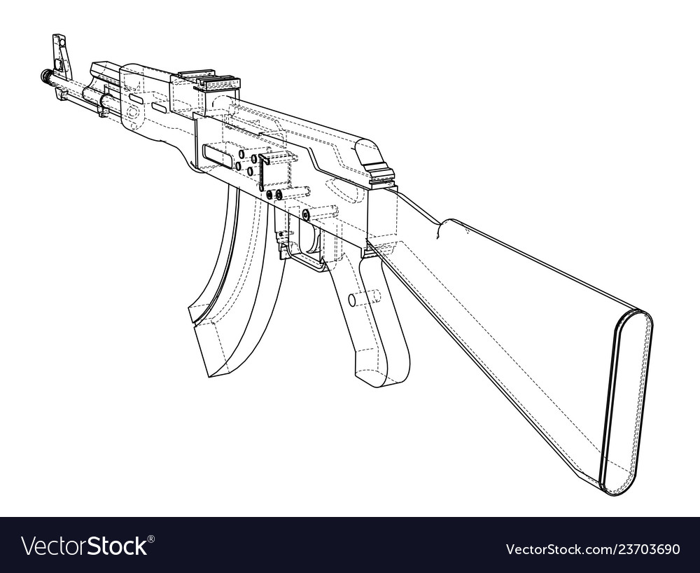 Machine gun rendering 3d Royalty Free Vector Image