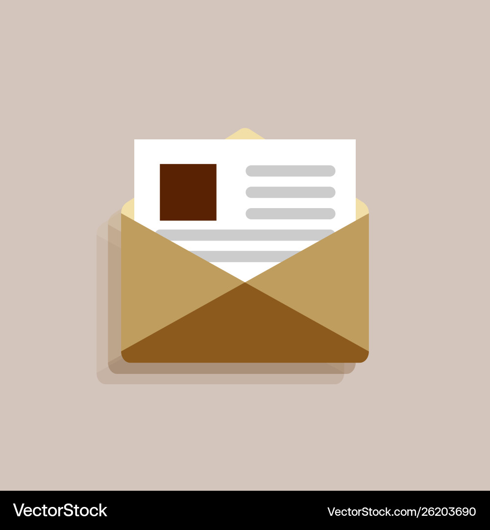Opened envelope symbol flat icon design Royalty Free Vector