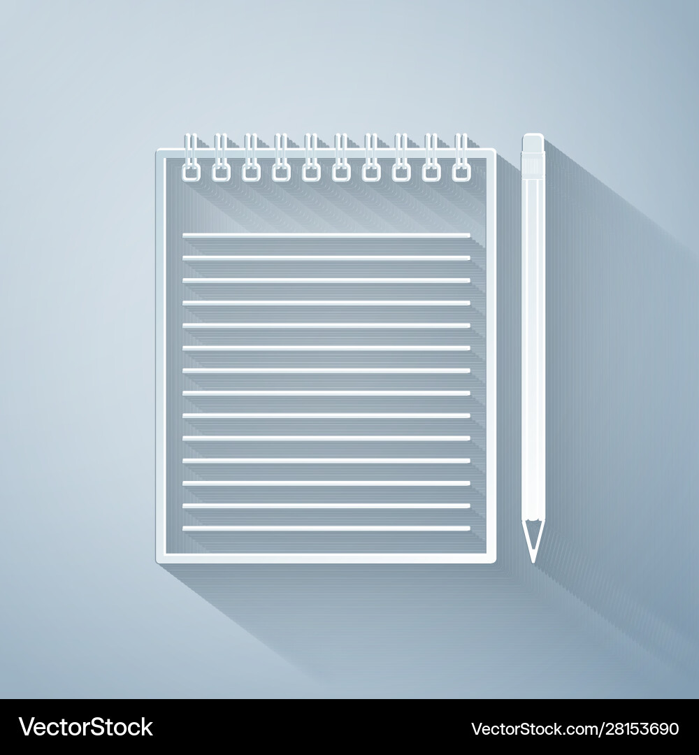 Paper cut blank notebook and pencil with eraser Vector Image