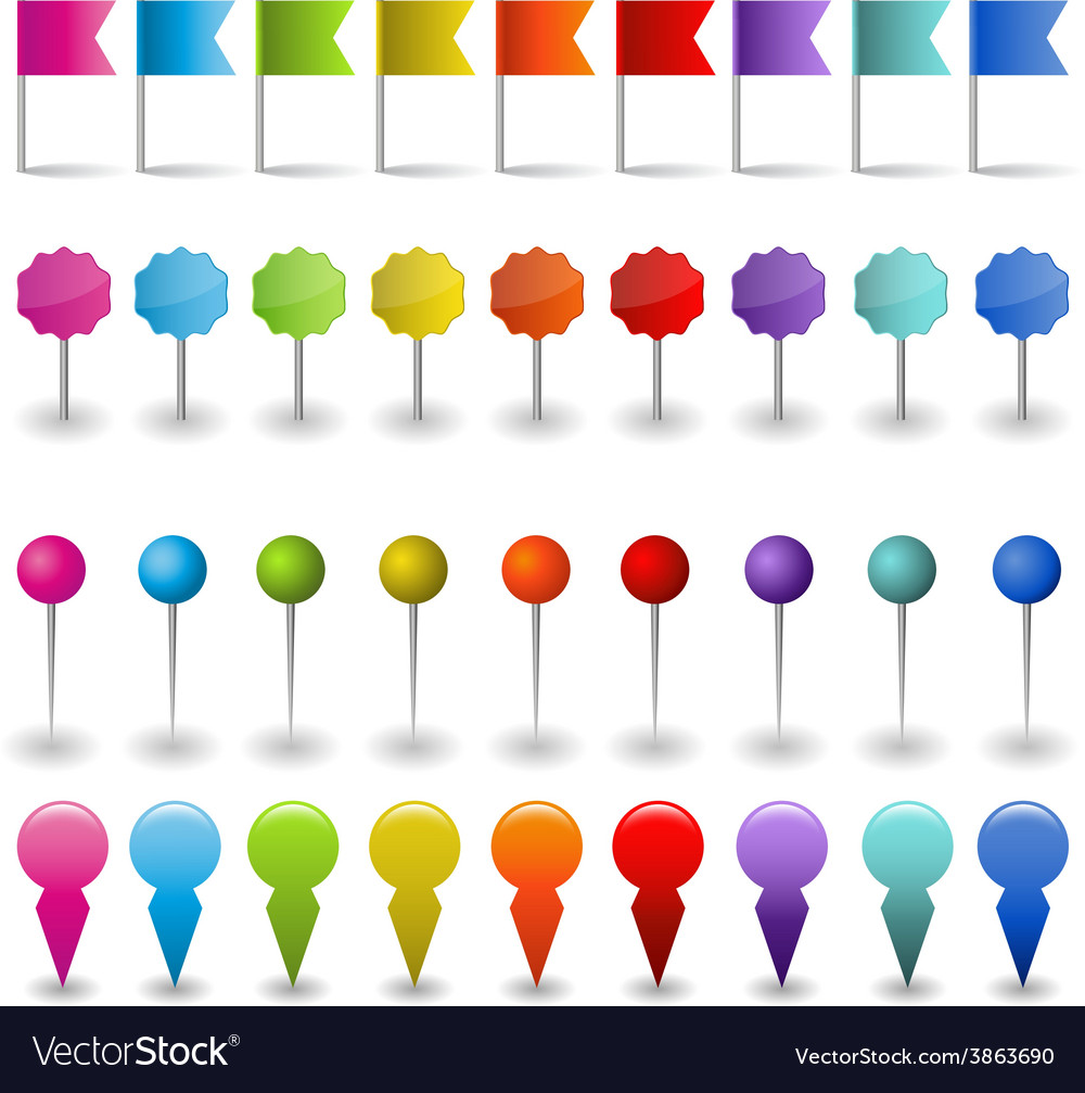 Set of map pointers or pins Royalty Free Vector Image