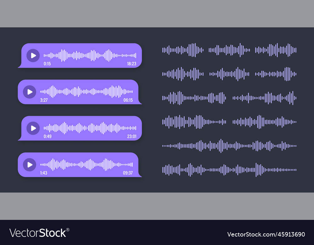 Voice audio message violet speech bubble sms Vector Image
