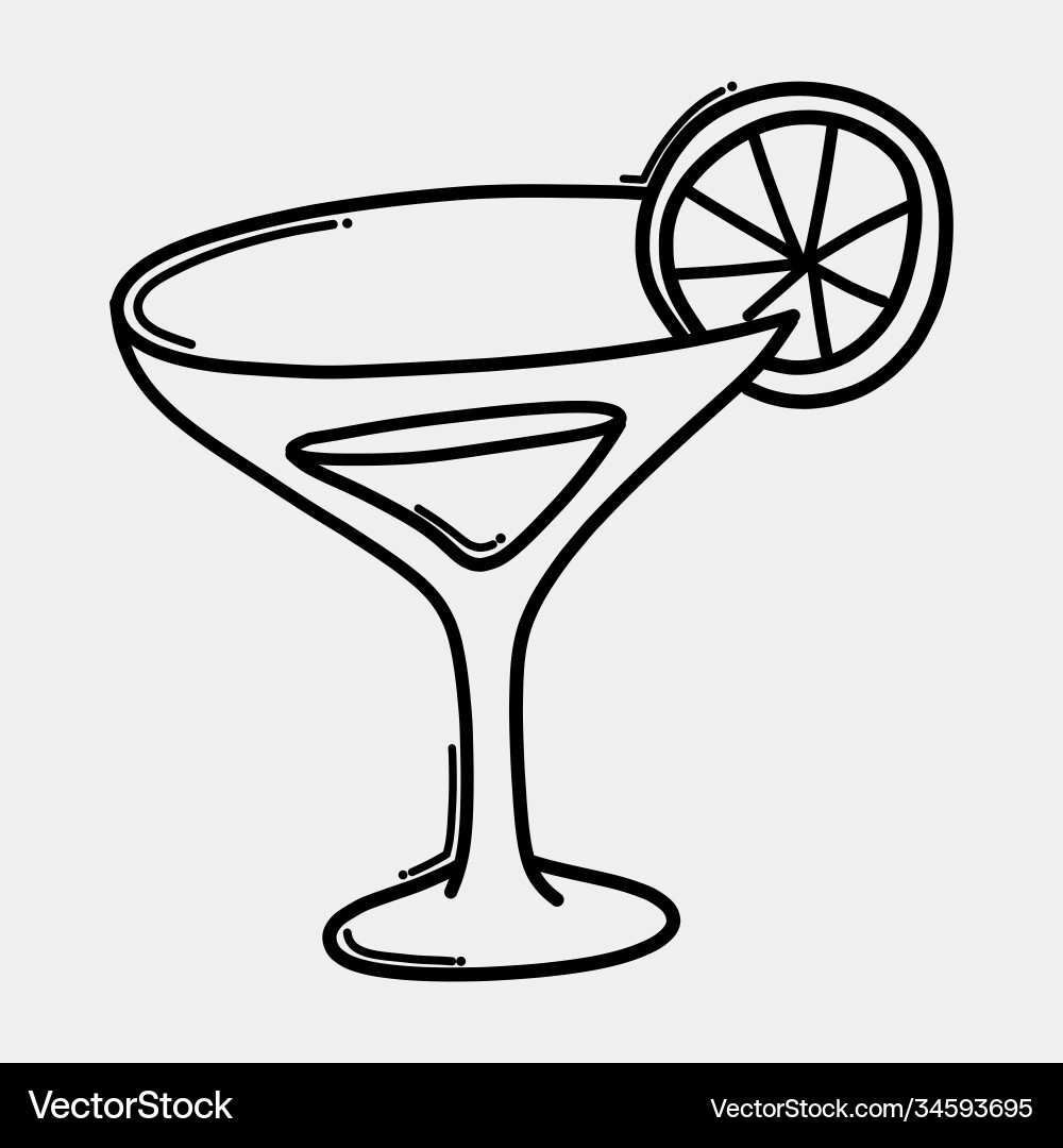 Cocktail doodle icon drawing sketch hand drawn Vector Image