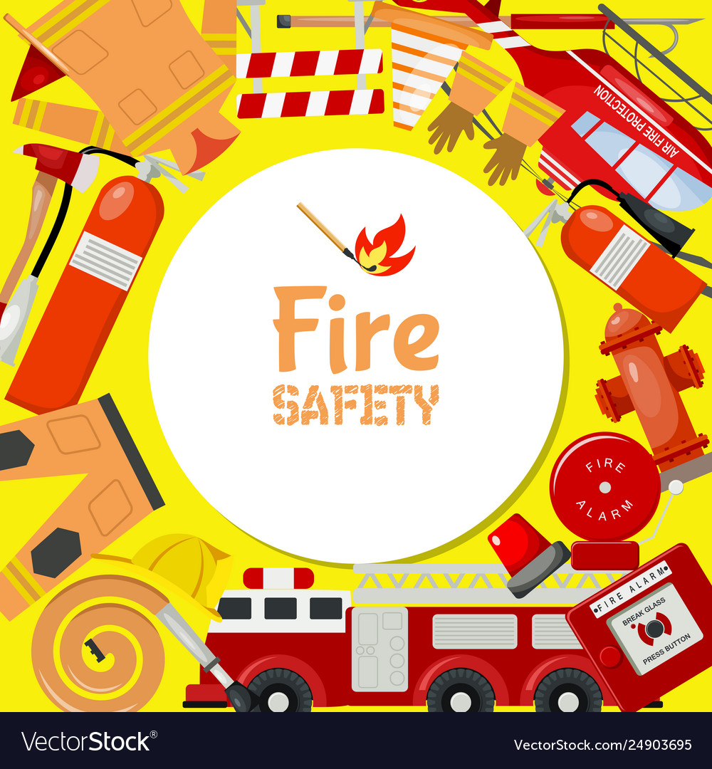 Fire safety round pattern Royalty Free Vector Image