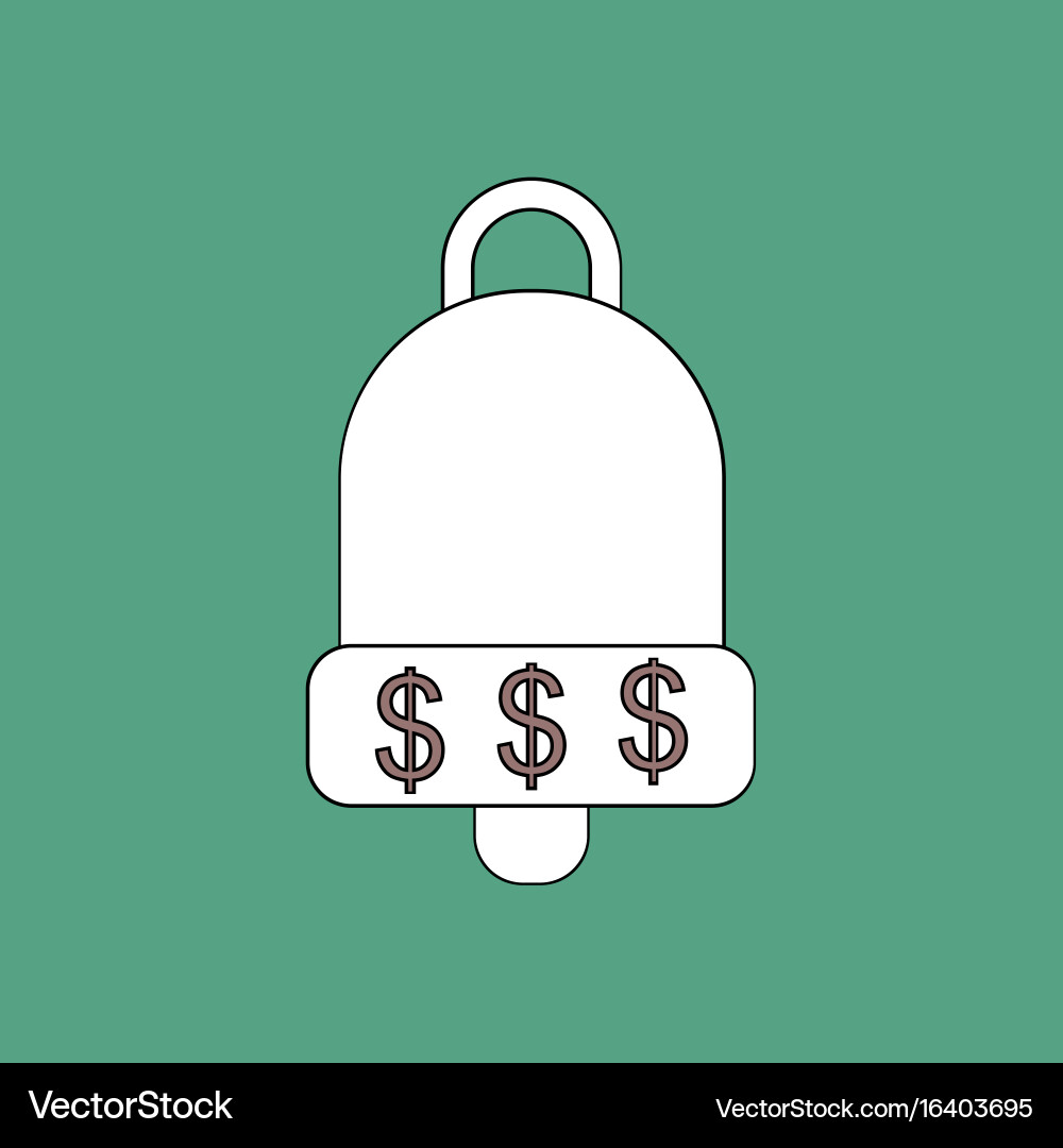 Flat icon design collection bell with dollar Vector Image