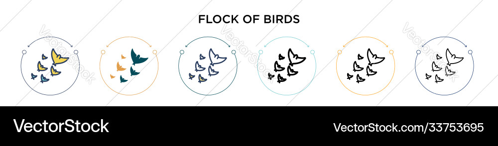 Flock birds icon in filled thin line outline Vector Image