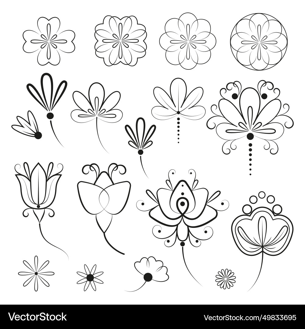 Flowers icon set flowers isolated on background Vector Image