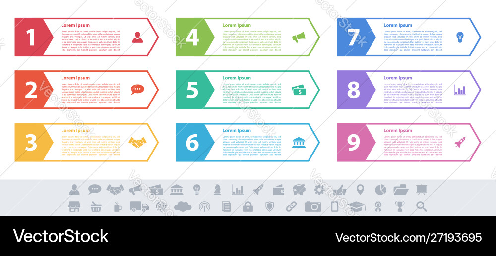 Infographic design business concept with 9 steps Vector Image